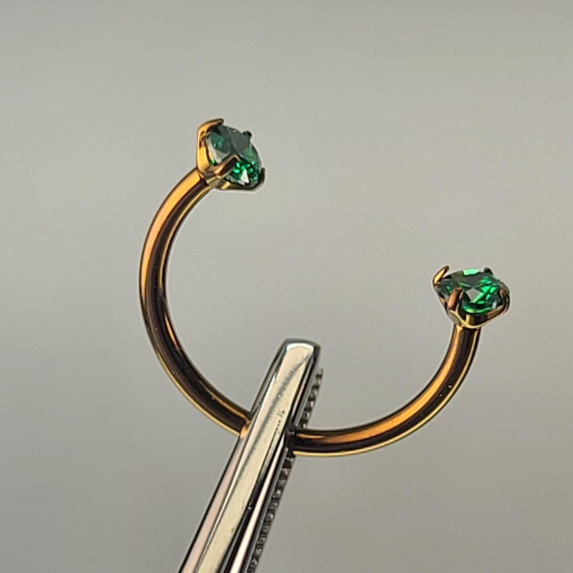 16g Titanium Horseshoe Septum Ring With 3mm Green Cubic Zirconia CZ ...