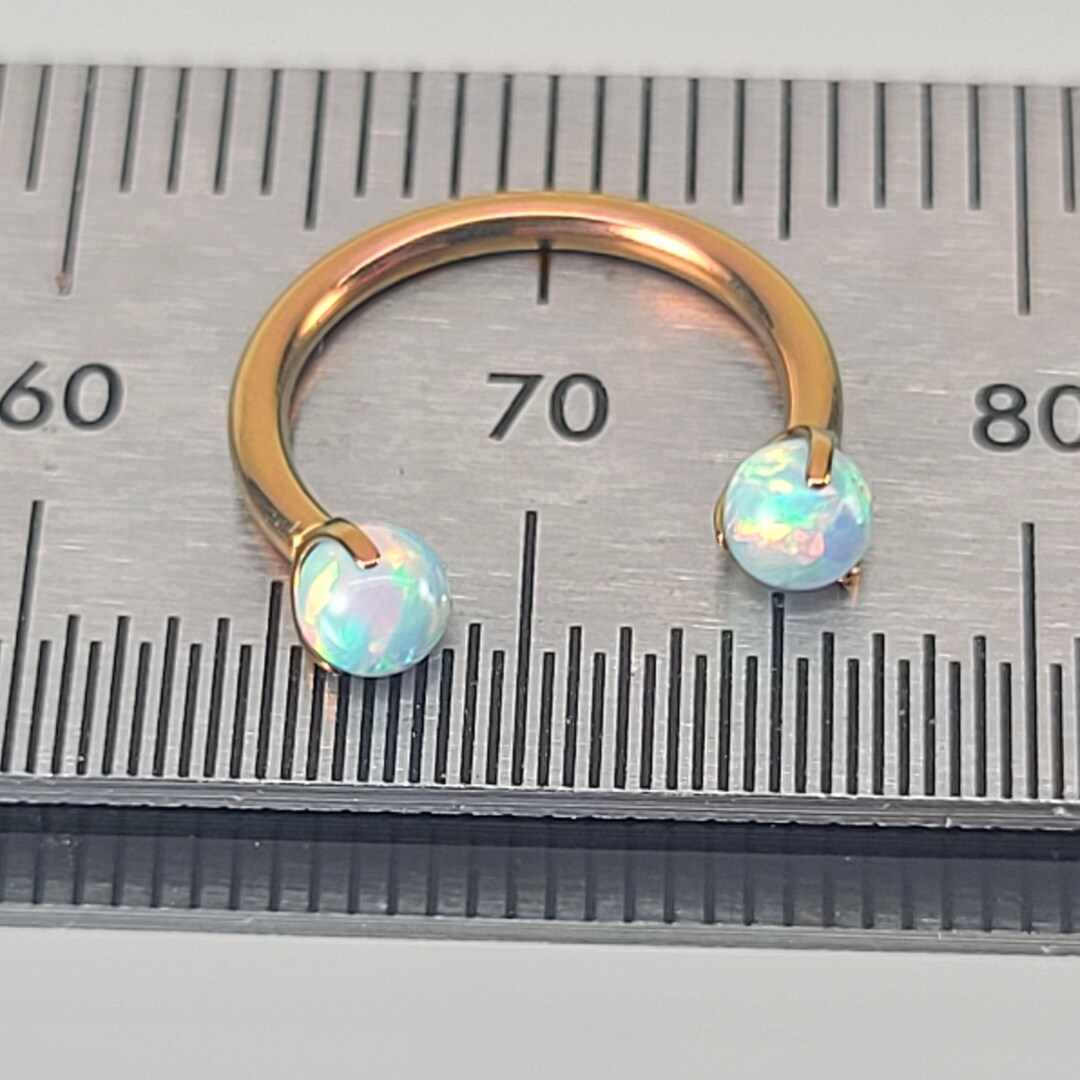 16g Titanium Horseshoe Septum Ring Circular Barbell W/3mm Moon Yellow ...