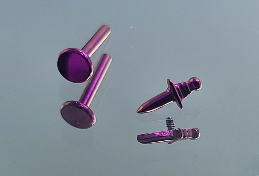 16g Dagger Stud Knife Flatback Titanium Stud *choose Anodized Finish and Post Length* (fuchsia ...