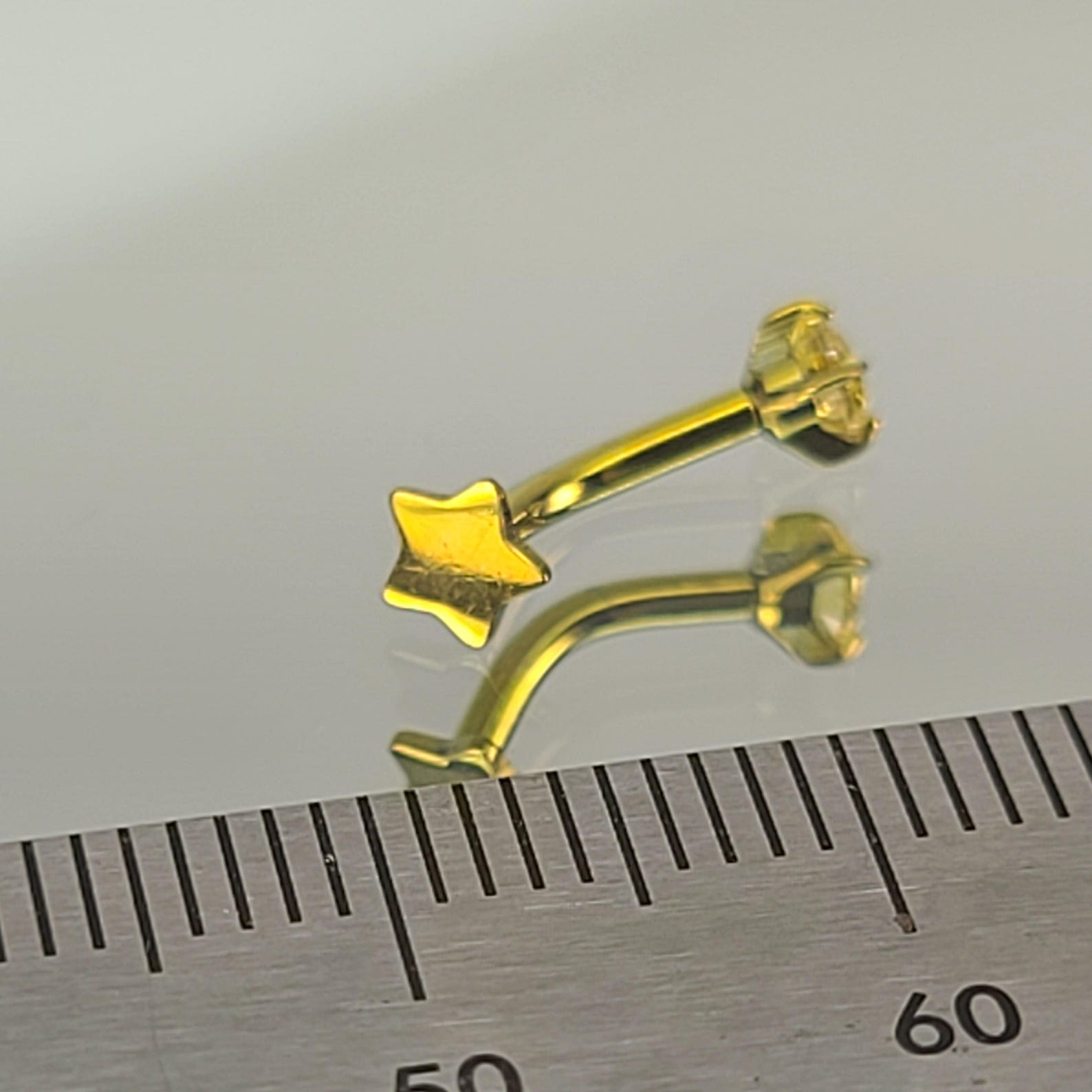 16g Titanium Internal Thread Star and Yellow Gem Curved Barbell Rook ...