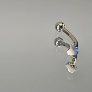 16g (1.2mm) Titanium Silver Heart and Fixed Ball Curved Threadless ...