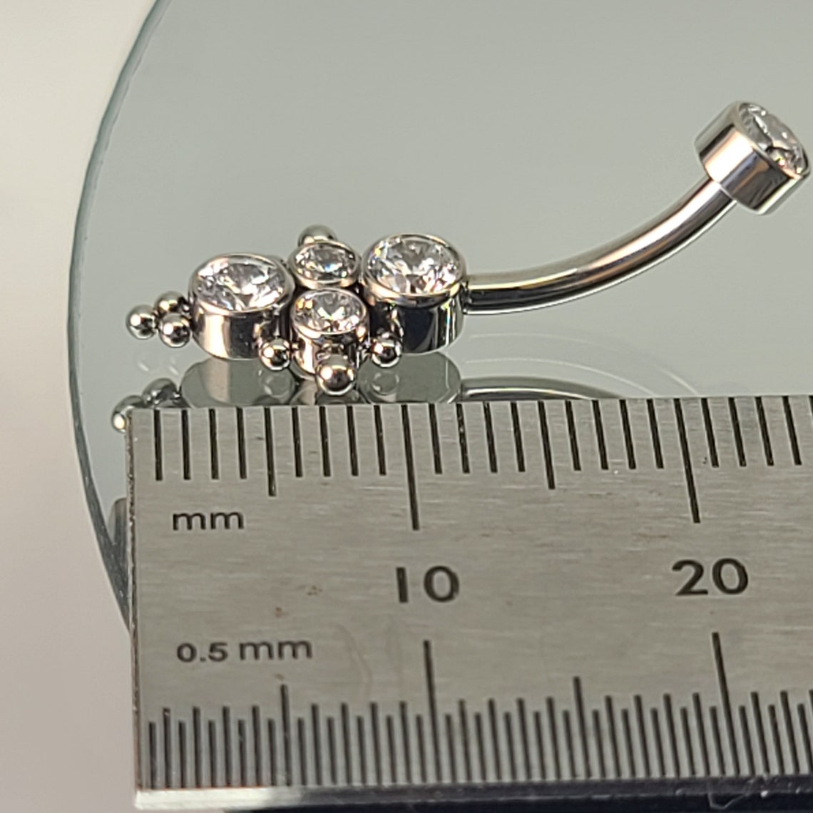 14g Titanium Internally Thread Quad Gem + Bead Navel Ring Belly ...