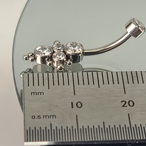 14g Titanium Internally Thread Quad Gem + Bead Navel Ring Belly ...