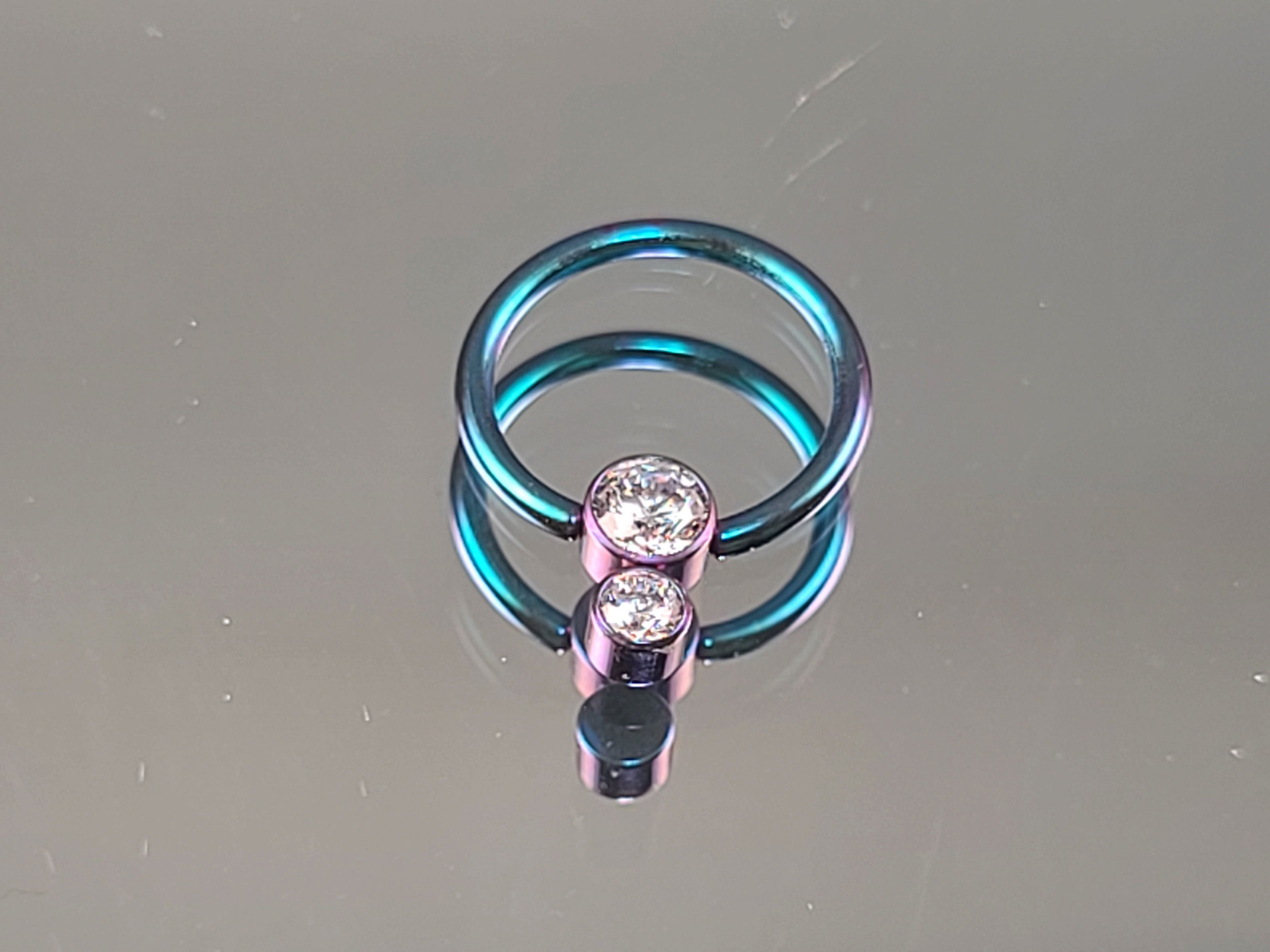 16g 1.2mm Titanium Captive Bead Ring with Double Gem 4mm/3mm | Etsy