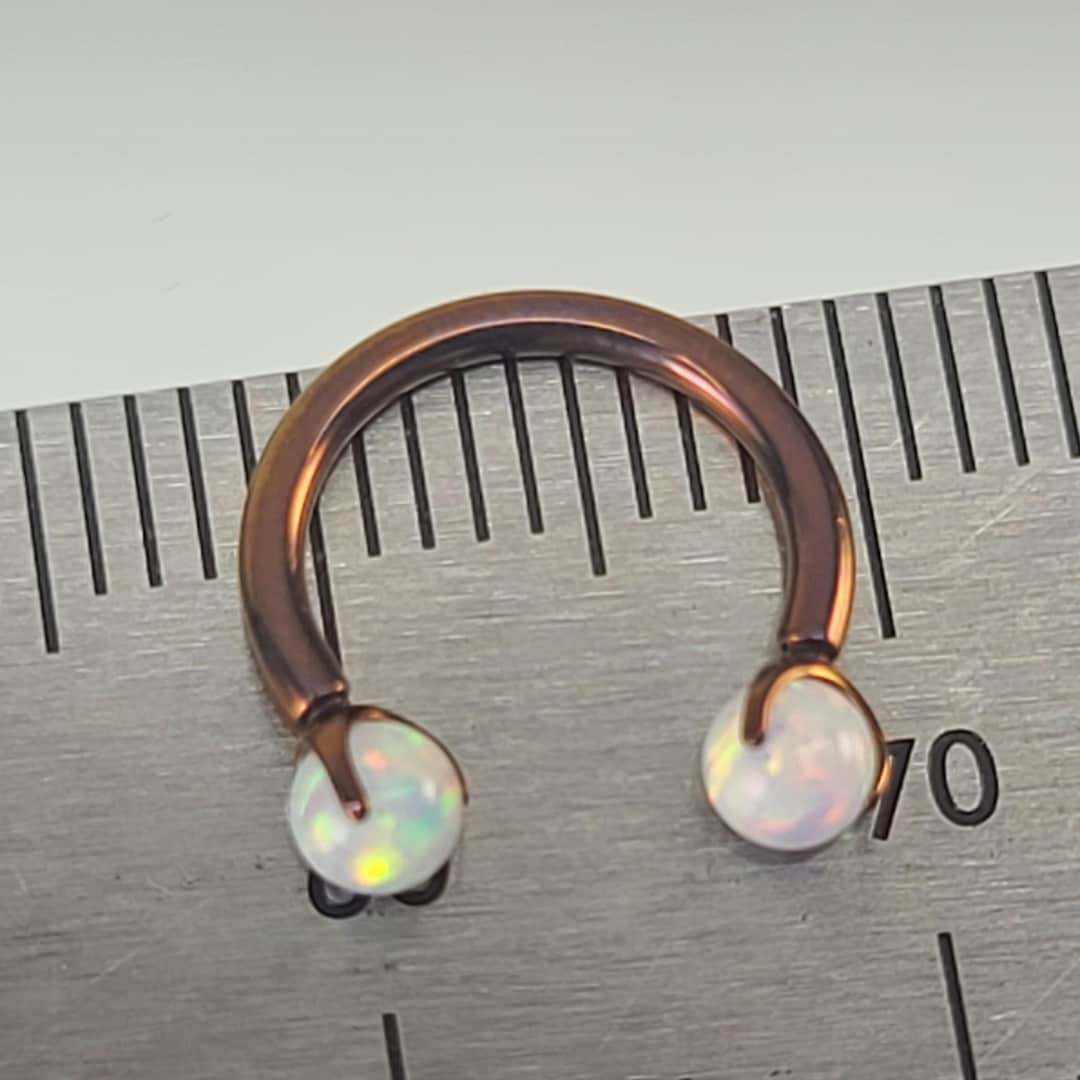 16g Titanium Horseshoe Septum Ring Circular Barbell W/3mm White Opal ...