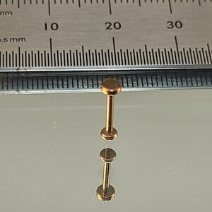 18g (1.0) Threadless Titanium Disc 3mm Top W/ Flatback in 1/4" (6mm) or ...