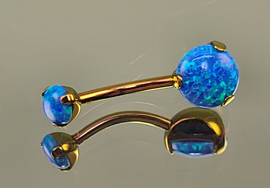 14g (1.6mm) Titanium Internal Thread Navel Belly Ring With Prong Faux ...