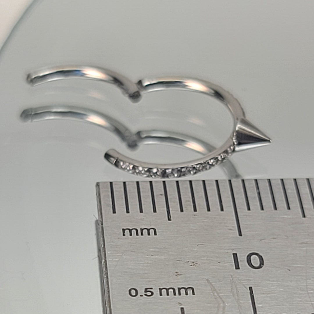 16g 1.2mm Titanium Gem Hinge Clasp Unicorn Single Spike With Clear ...