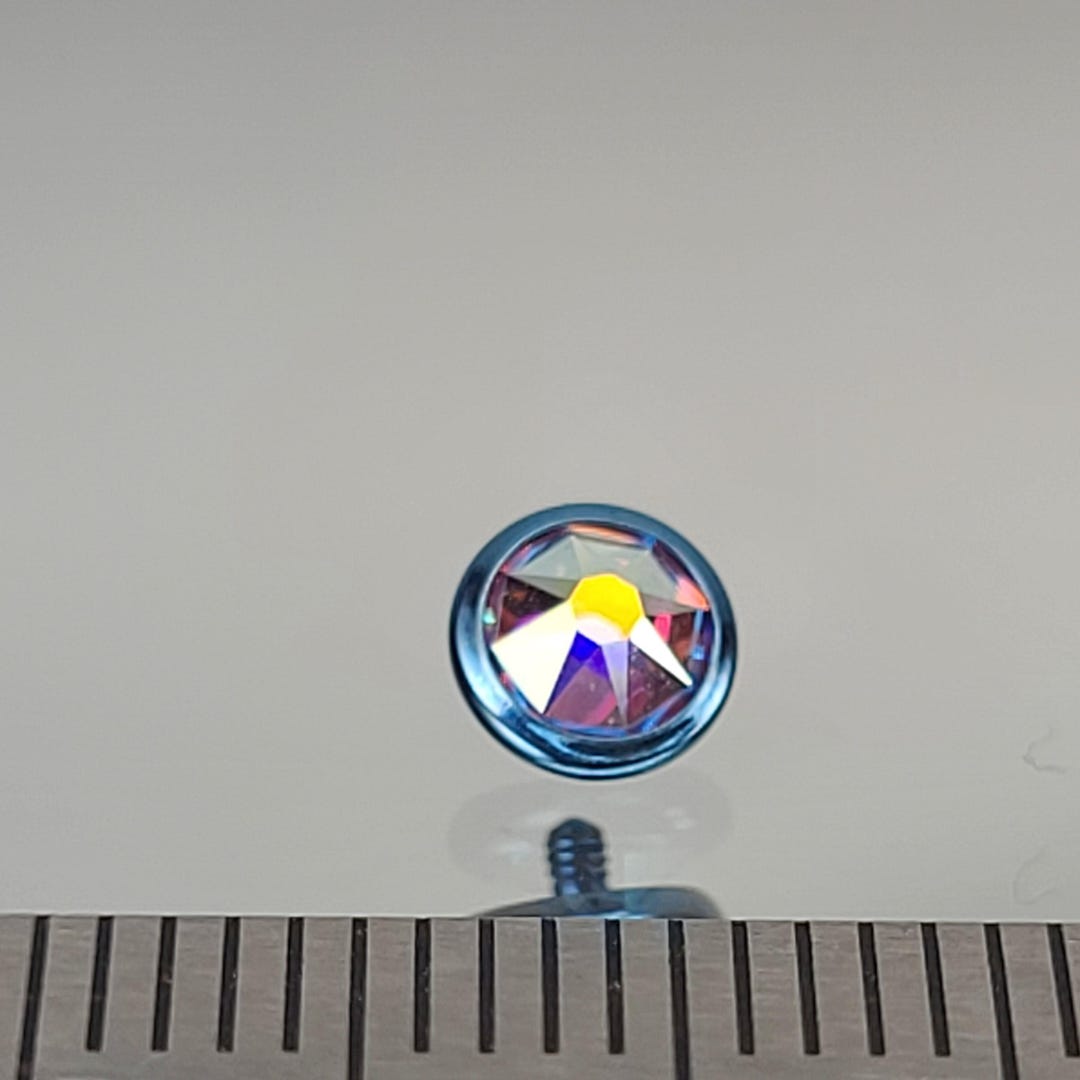 14g Titanium Dermal Top 5mm Aurora Borealis AB Faceted Gem Anodized Ice ...