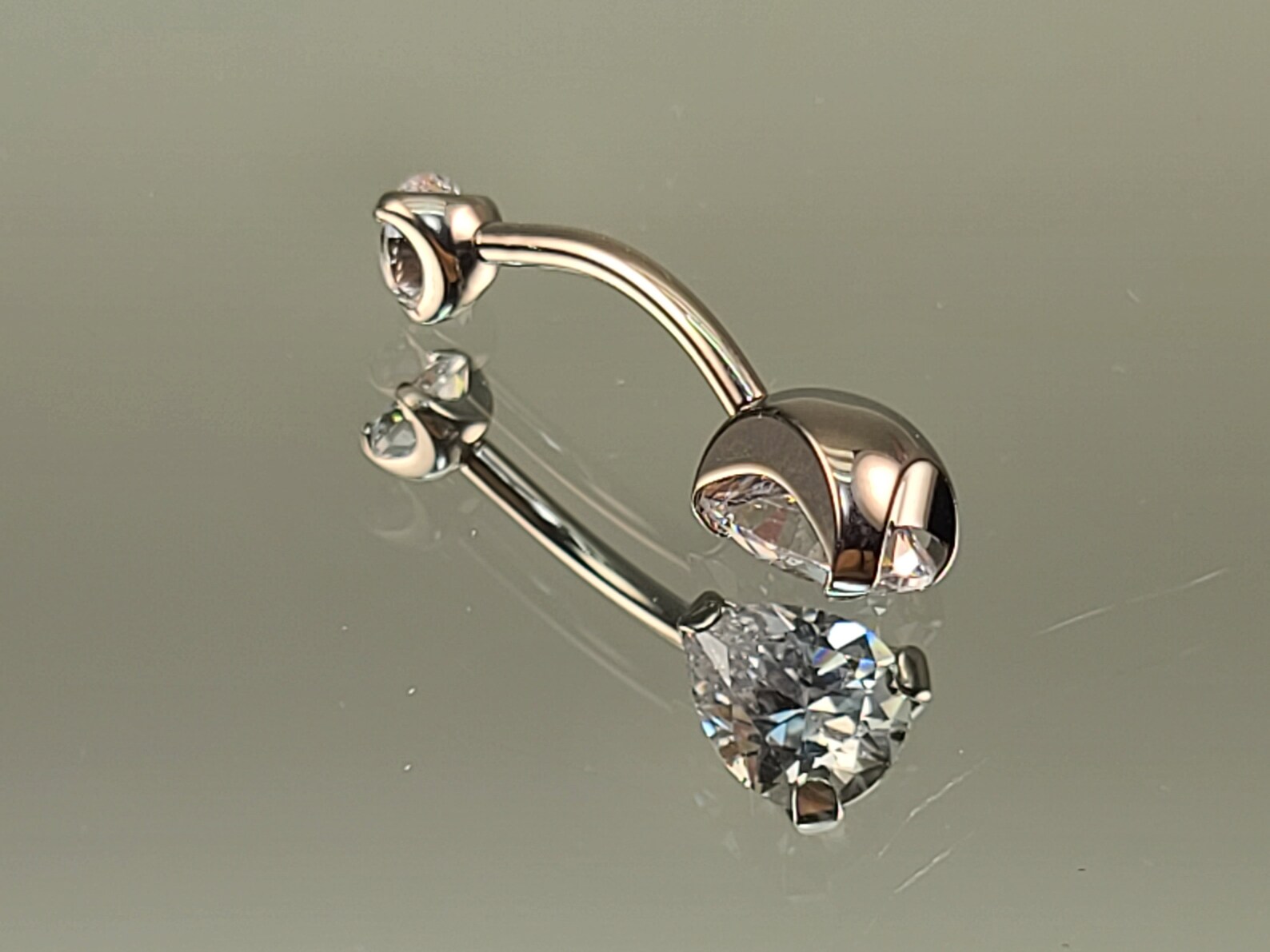 14g (1.6mm) Titanium Navel Belly Ring Internal Thread Prong With Clear ...