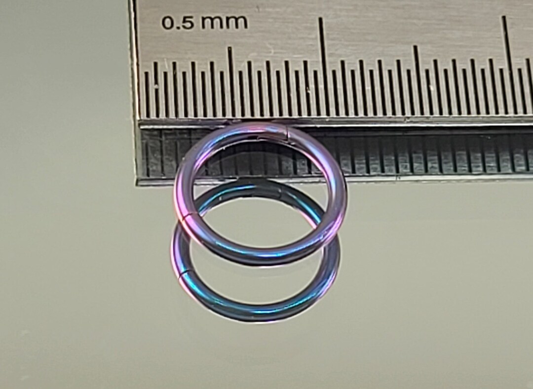 18g 7mm Titanium Hinge Clasp Hoop (7mm) Anodized Iridescent Teal Finish ...