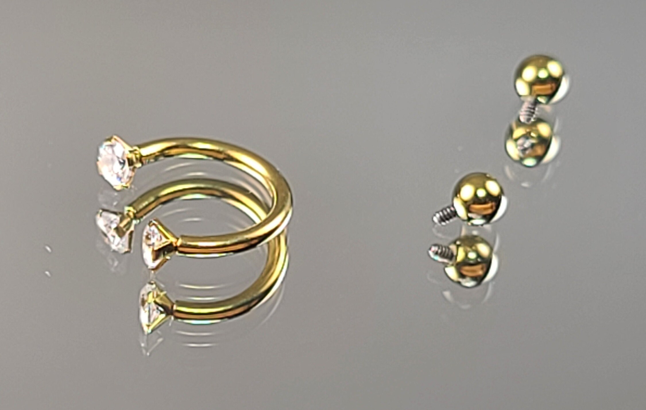 16g Titanium Horseshoe Septum Ring W/3mm Clear CZ Prong Gem & Balls ...