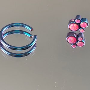 16g (1.2mm) Titanium Captive Bead Ring With Synthetic Pink Opals Quad ...