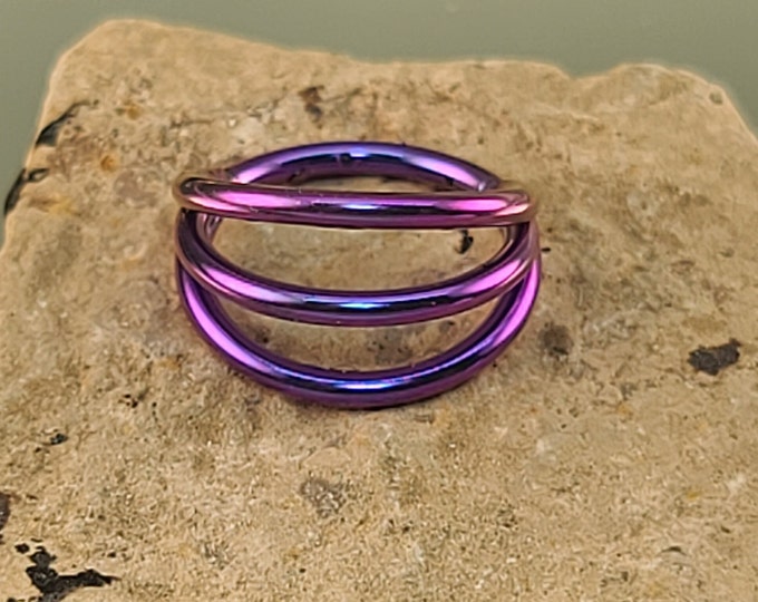 16g Titanium Septum Ring Triple Open Stack Hinge Hoop Anodized ...