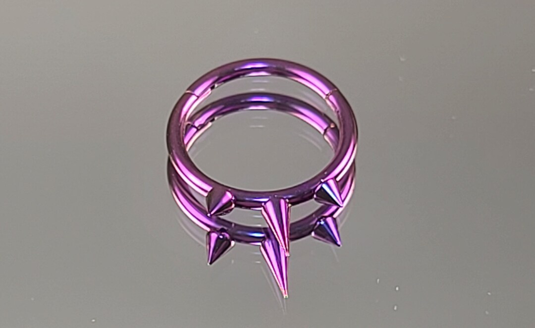16g (1.2mm) Titanium Hinge Clasp Unicorn Triple Spike Hinge Hoop ...