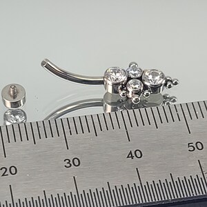 14g Titanium Internally Thread Quad Gem + Bead Navel Ring Belly ...