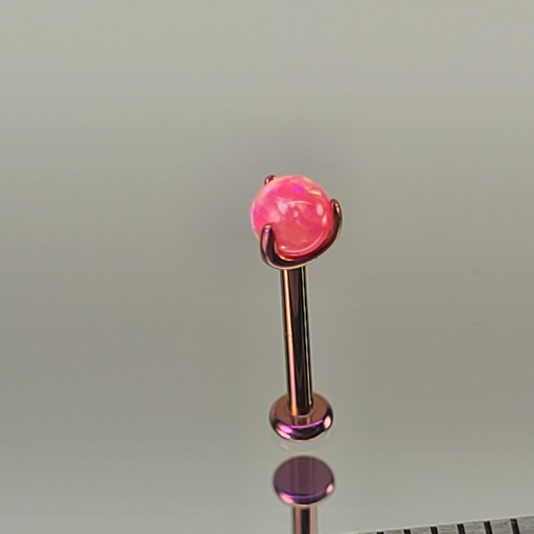 18g Titanium 3mm Faux Pink Opal Threadless Stud *SINGLE* With Flatback ...