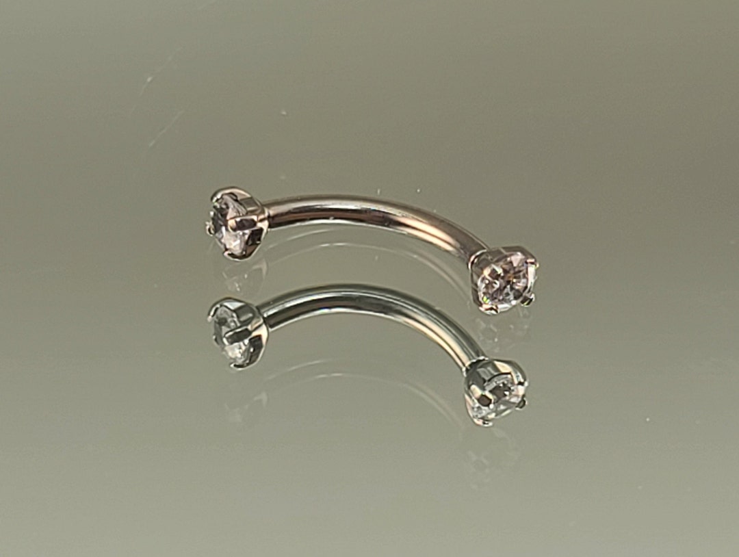 16g Titanium Internal Thread High Polish Silver Finish Curved Barbell ...