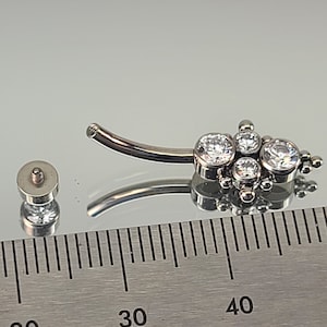 14g Titanium Internally Thread Quad Gem + Bead Navel Ring Belly ...