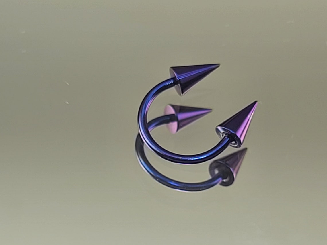 16g Spike Horseshoe Long Spike Septum Ring Dark Blurple - Etsy