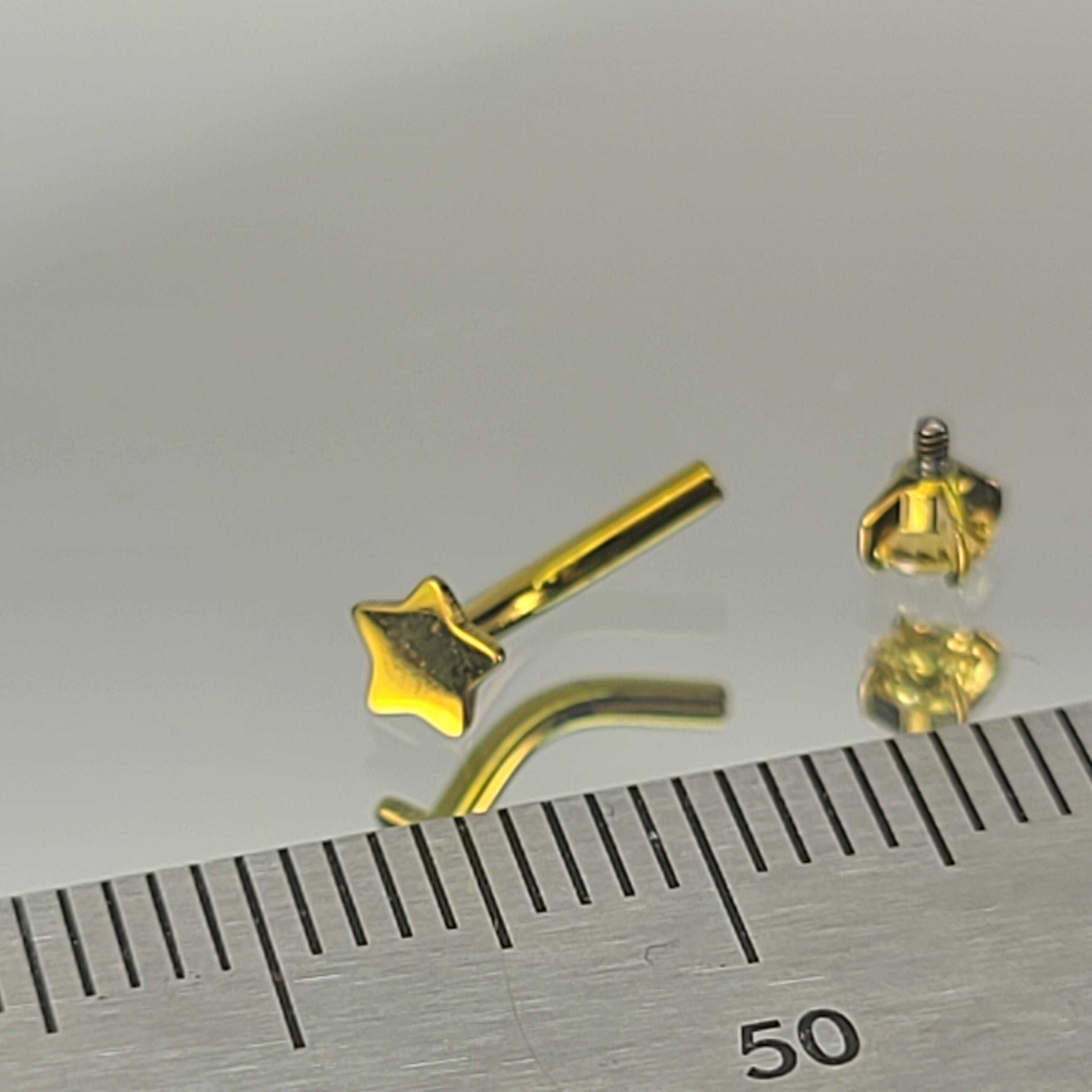 16g Titanium Internal Thread Star and Yellow Gem Curved Barbell Rook ...