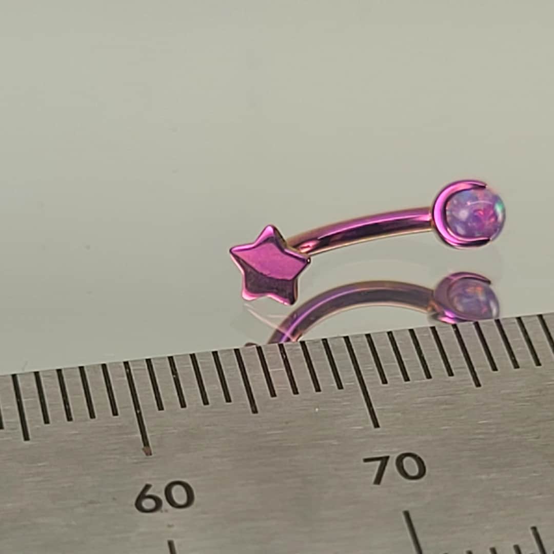 16g Titanium Internal Thread Star + Purple Opal Curved Barbell Rook ...