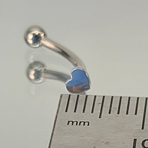 16g (1.2mm) Titanium Silver Heart and Fixed Ball Curved Threadless ...