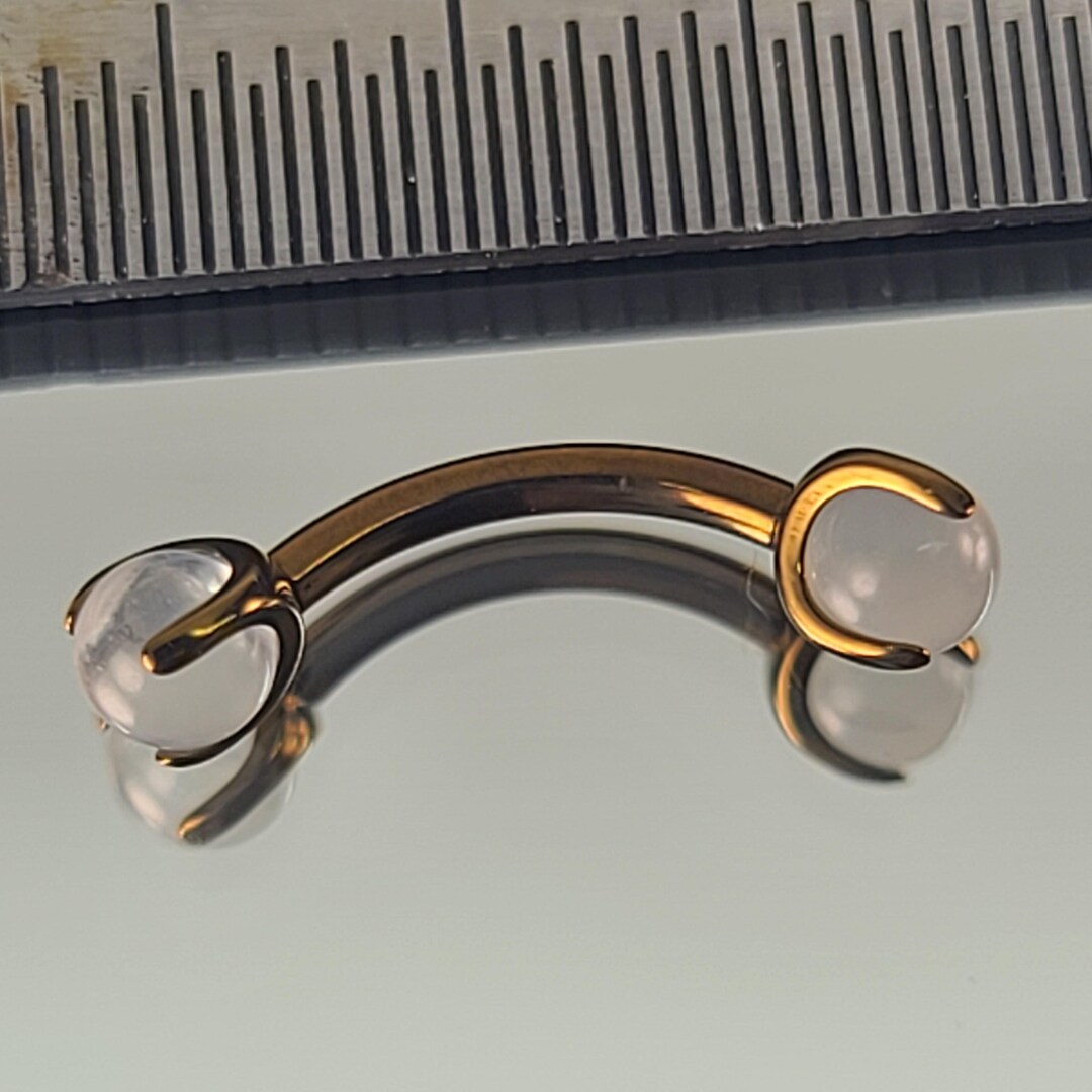 16g Titanium Internal Faux Quartz Septum Curved Barbell Rook Eyebrow ...
