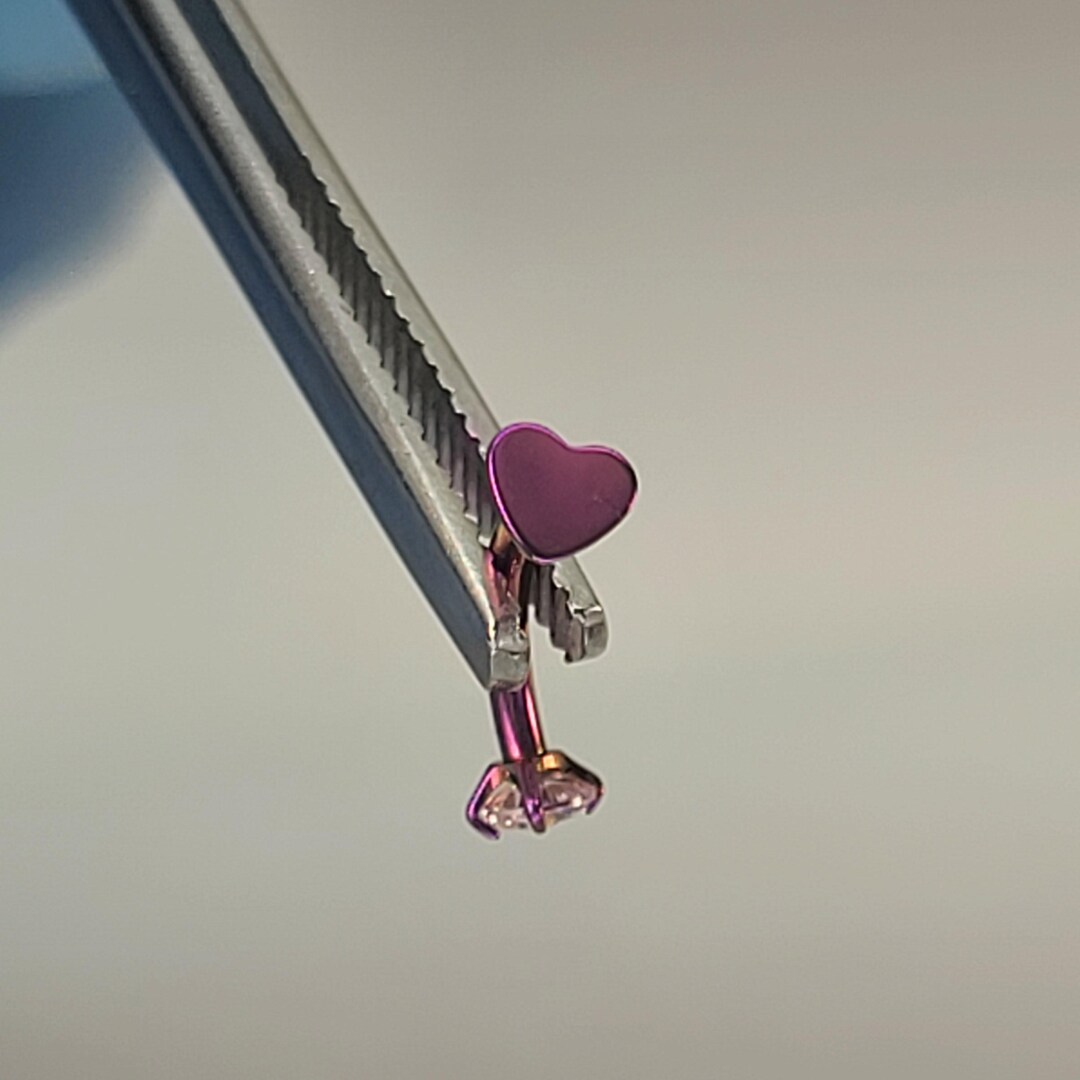 16g Titanium Heart and Blue Opal Curved Barbell Rook Eyebrow Vertical ...
