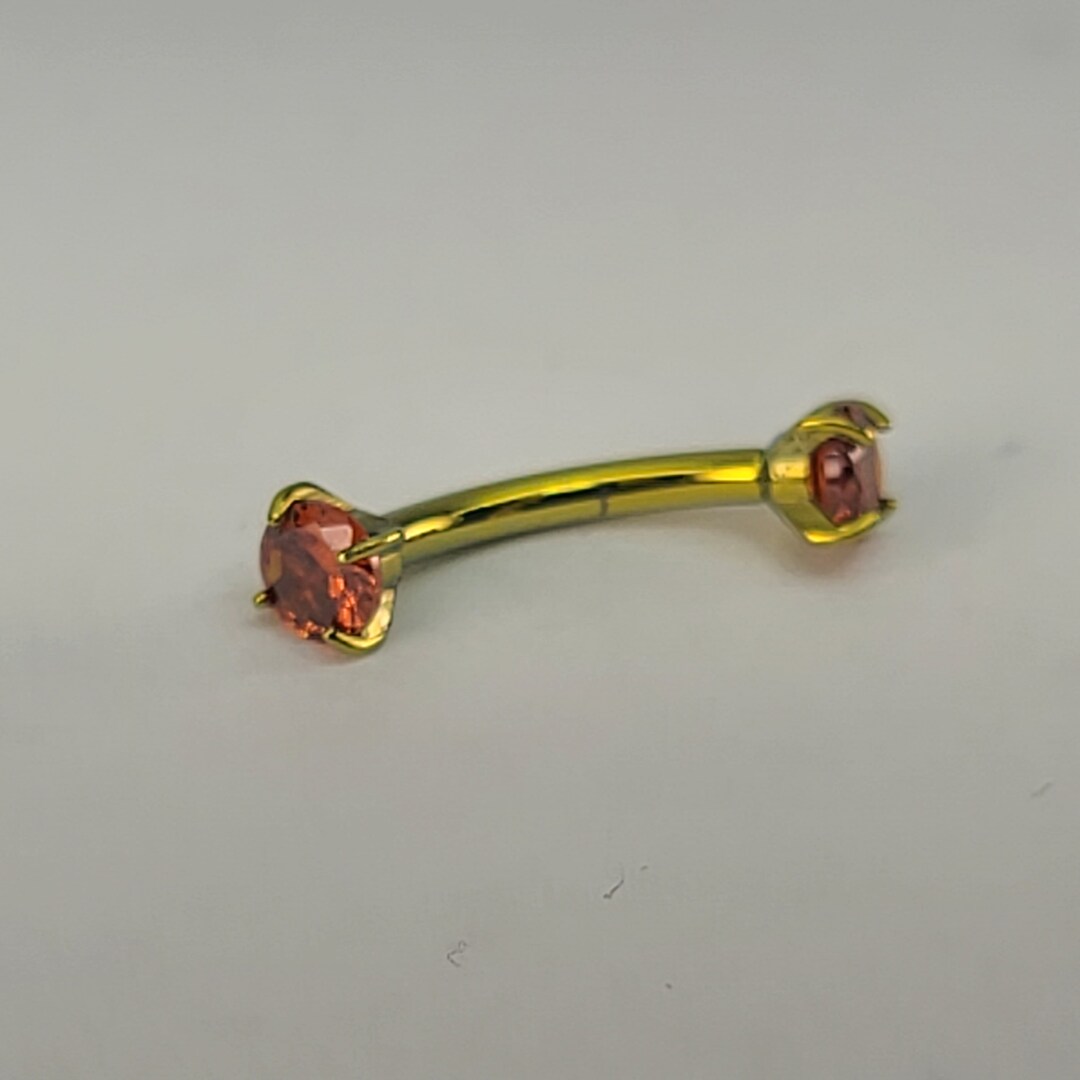16g Titanium Internal Thread Curved Barbell With Red CZ Gems for Rook ...