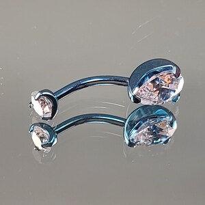 14g (1.6mm) Titanium Ice Blue Navel Belly Ring Internal Thread Prong ...