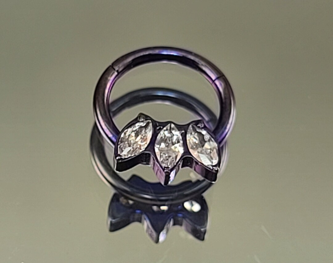 16g Titanium Septum Clicker Daith Ring Clear CZ Gems Hinge Hoop (5/16 ...