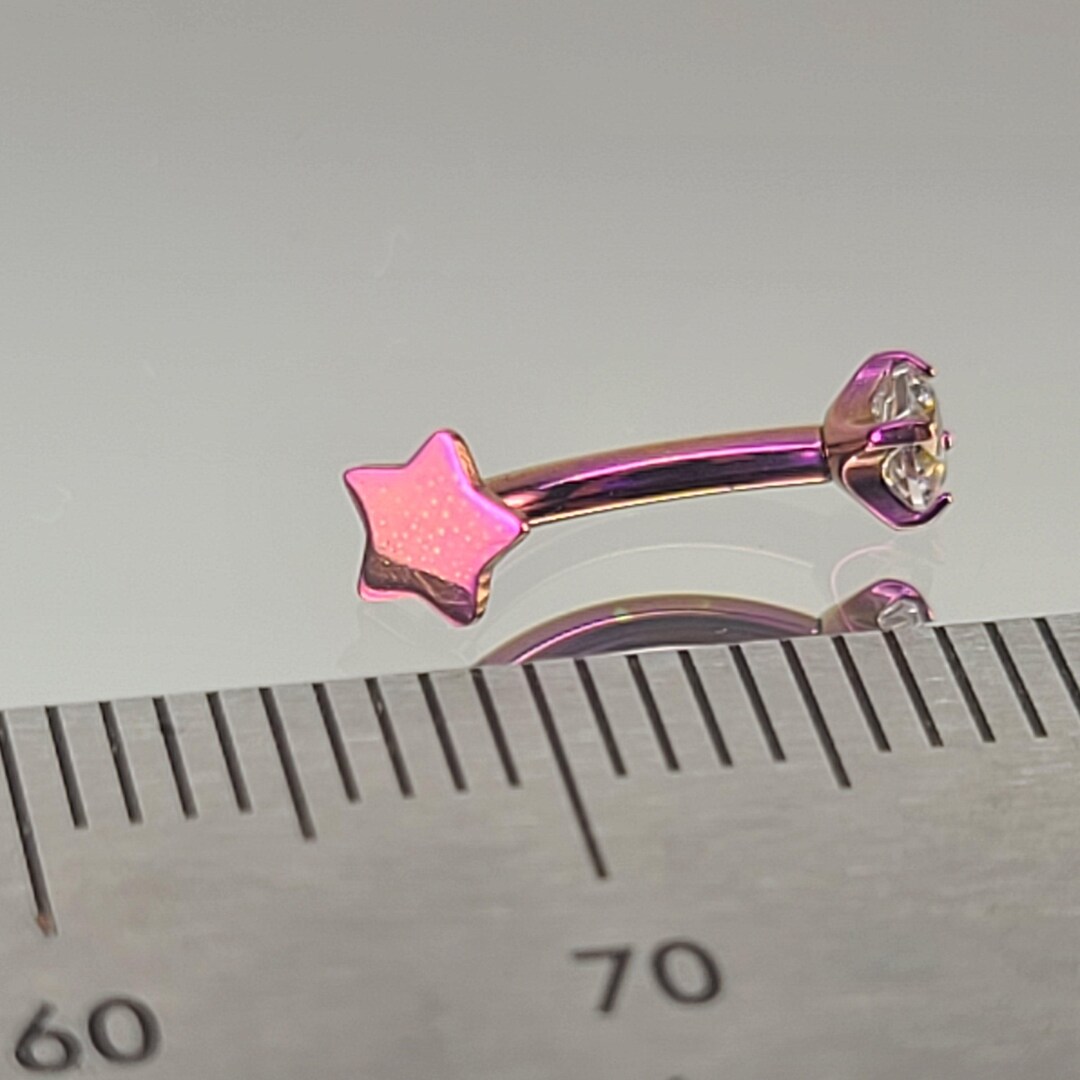 16g Titanium Internal Thread Star + Gem Curved Barbell Rook Eyebrow ...