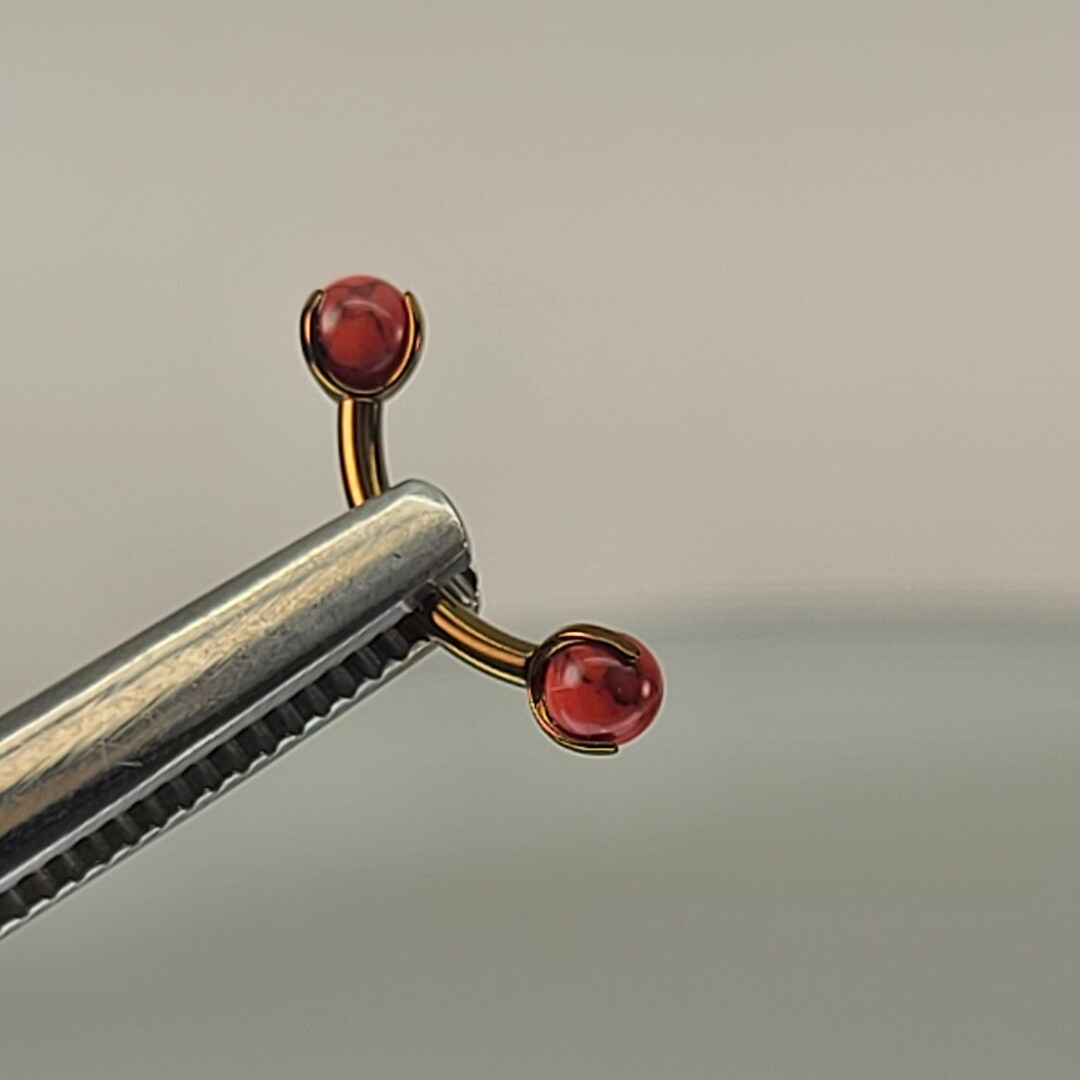 16g Titanium Faux Red Turquoise Curved Barbell Rook Eyebrow Vertical ...