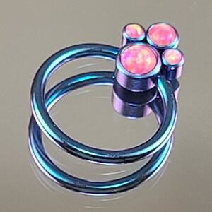 16g (1.2mm) Titanium Captive Bead Ring With Synthetic Pink Opals Quad ...