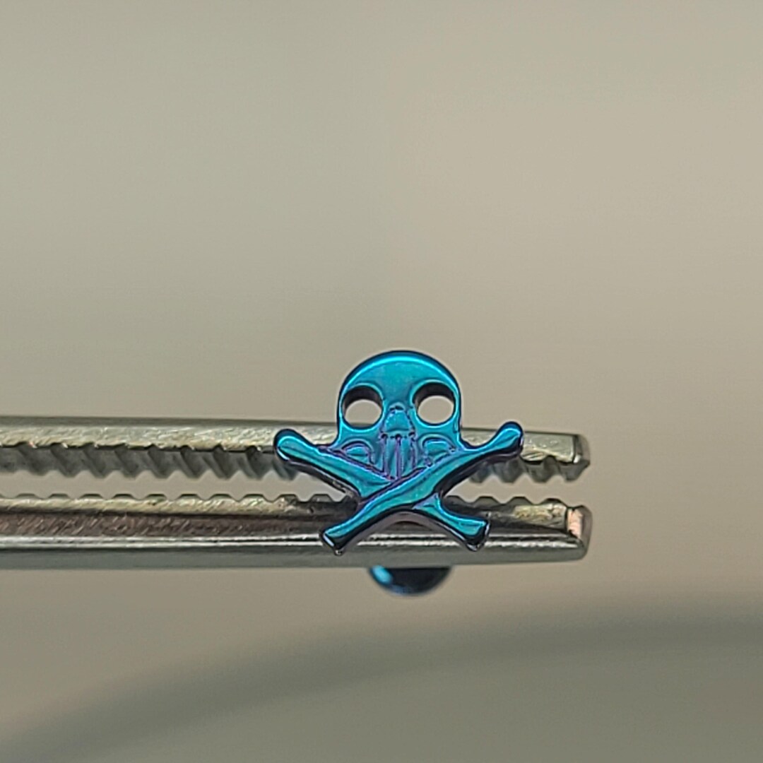 18g Titanium Threadless Skull + Crossbones Stud Cartilage Conch Flat ...