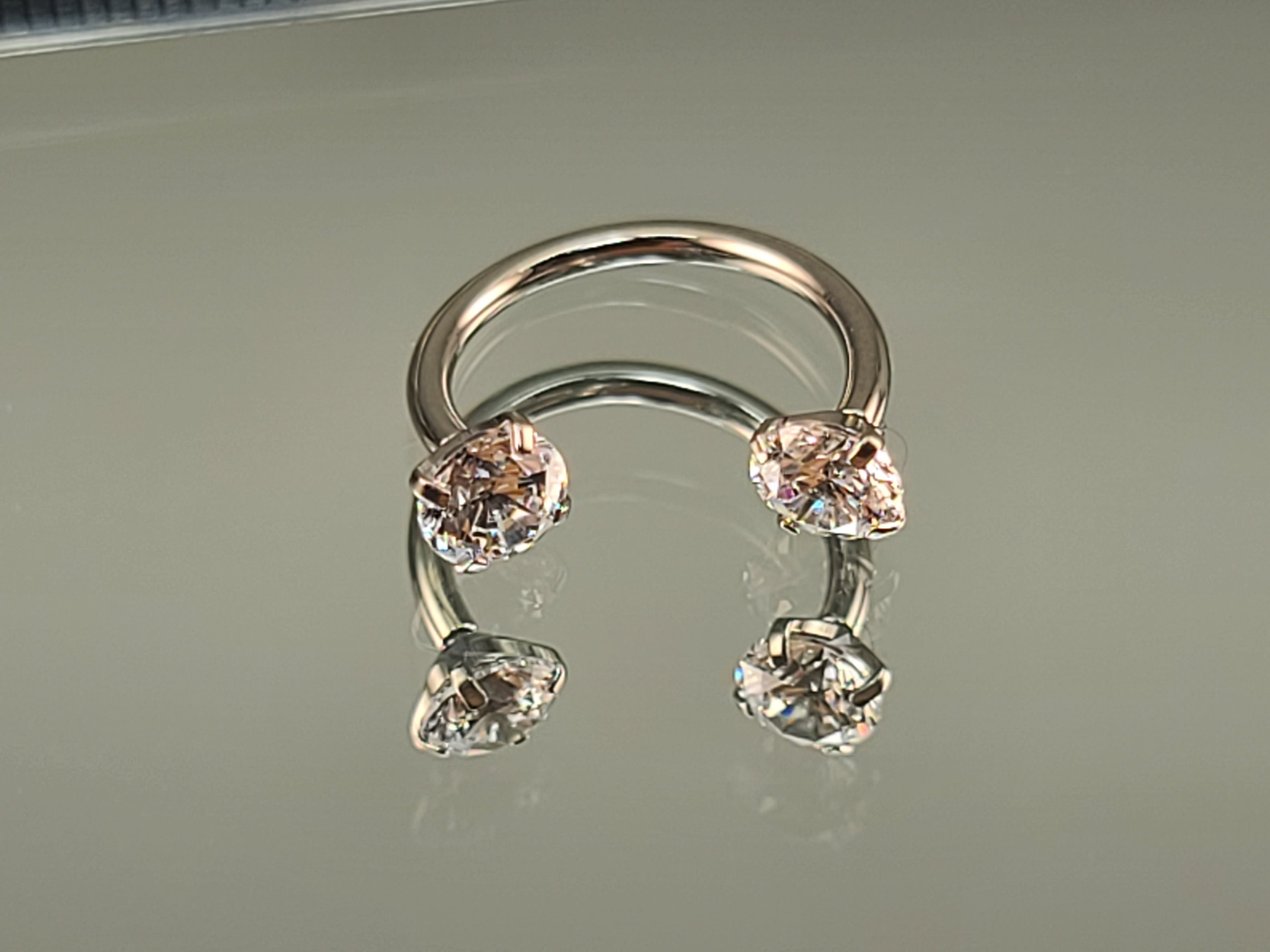 16g Titanium Horseshoe Septum Ring w/5mm Clear Prong-Set Gems - Etsy ...
