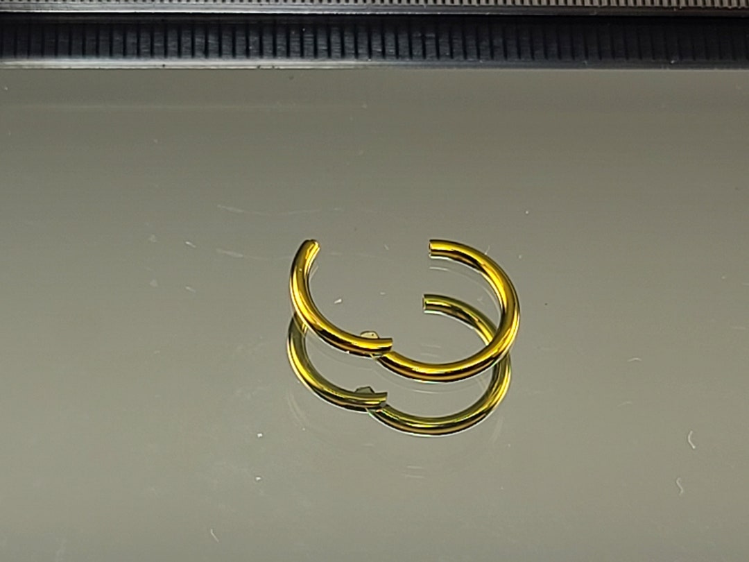 18g 7mm Titanium Hinge Clasp Hoop (7mm) Anodized Yellow Gold Finish 7mm ...