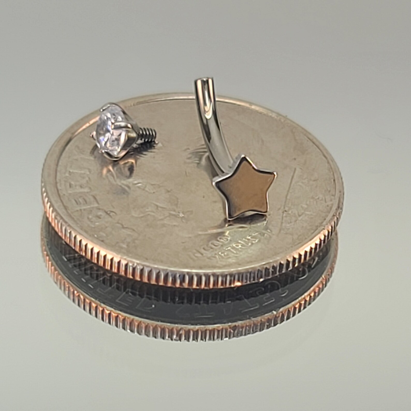 16g Titanium Internal Thread Star and Gem Curved Barbell Rook Eyebrow ...