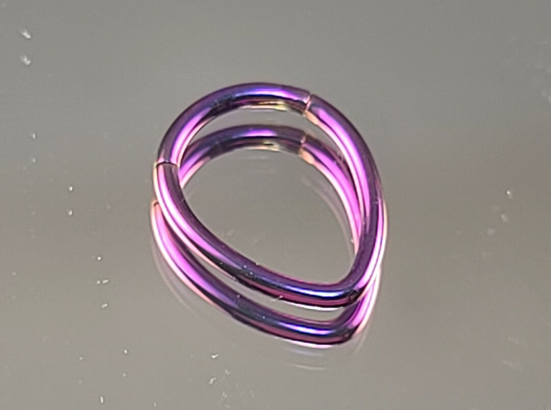 16g (1.2mm) Titanium Hinge V Pointy Ring With Hinge for Septum 5/16 ...