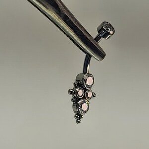 14g Titanium Internally Thread Quad Gem + Bead Navel Ring Belly ...