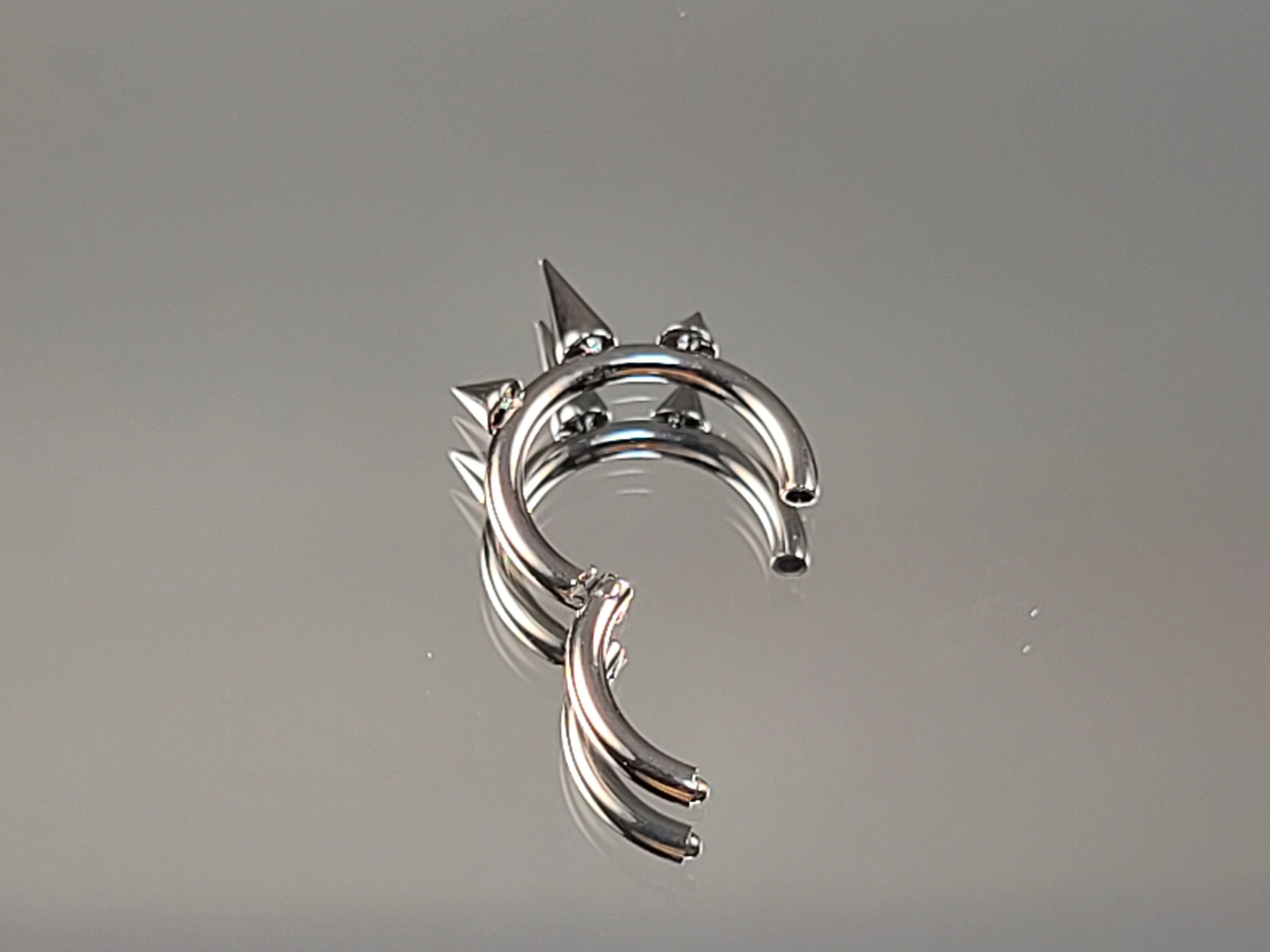 16g (1.2mm) Titanium Hinge Clasp Unicorn Triple Spike Hinge Hoop for ...