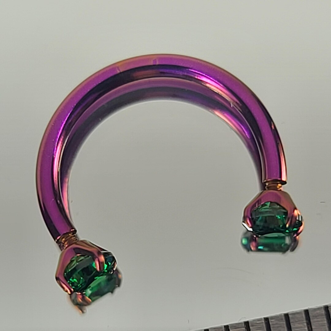 16g Titanium Horseshoe Septum Ring With 3mm Green Cubic Zirconia CZ ...