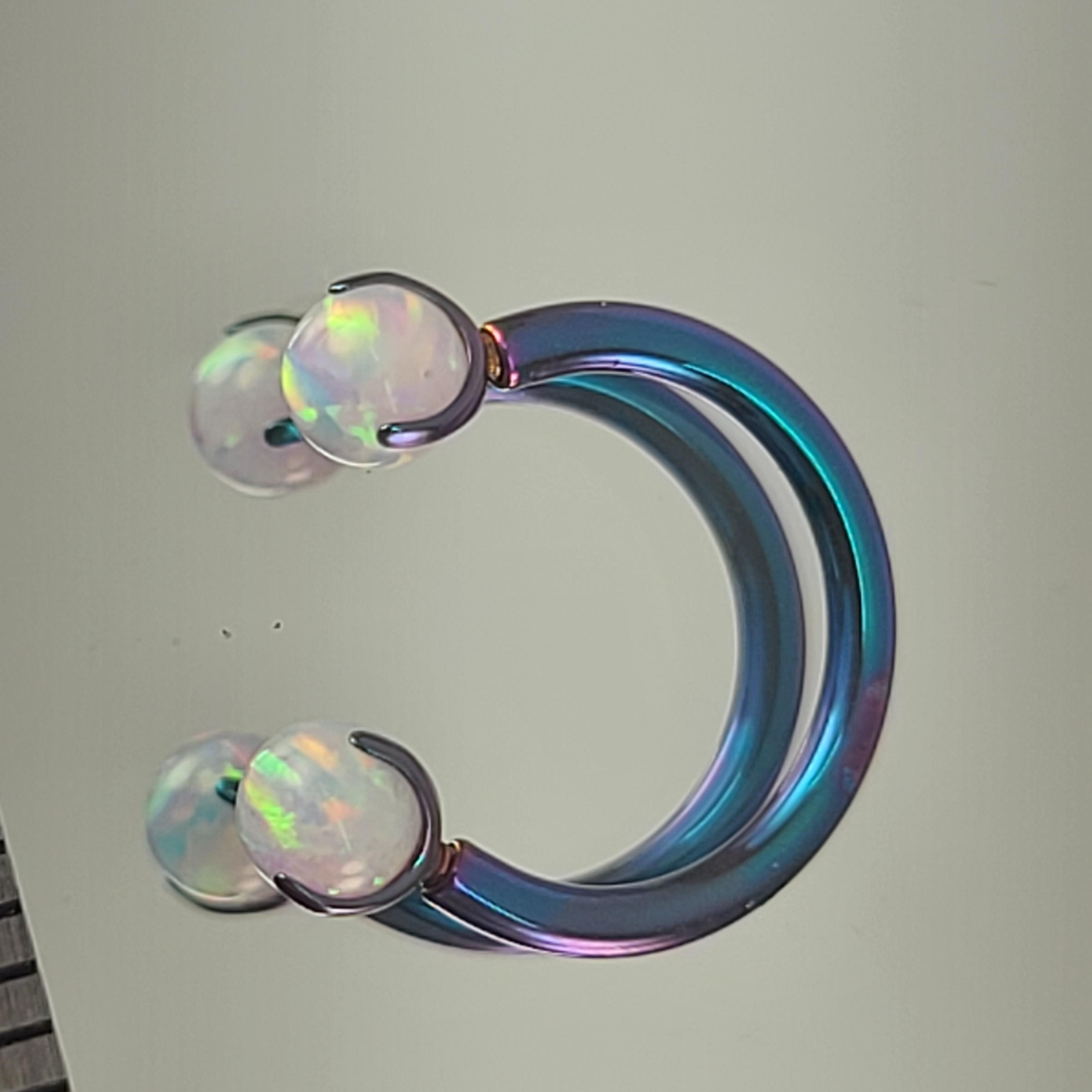 16g Titanium Horseshoe Septum Ring W/3mm White Opal Claw Gems Anodized ...