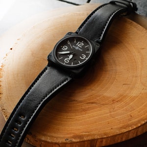 Bell and Ross Watch Strap Black Series Handmade Leather Straps - Etsy
