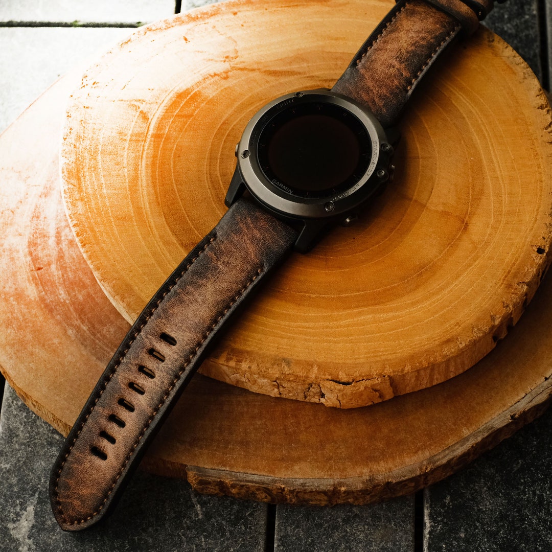 Vintage Style Leather Garmin Watch Strap, Quick Fit - Etsy