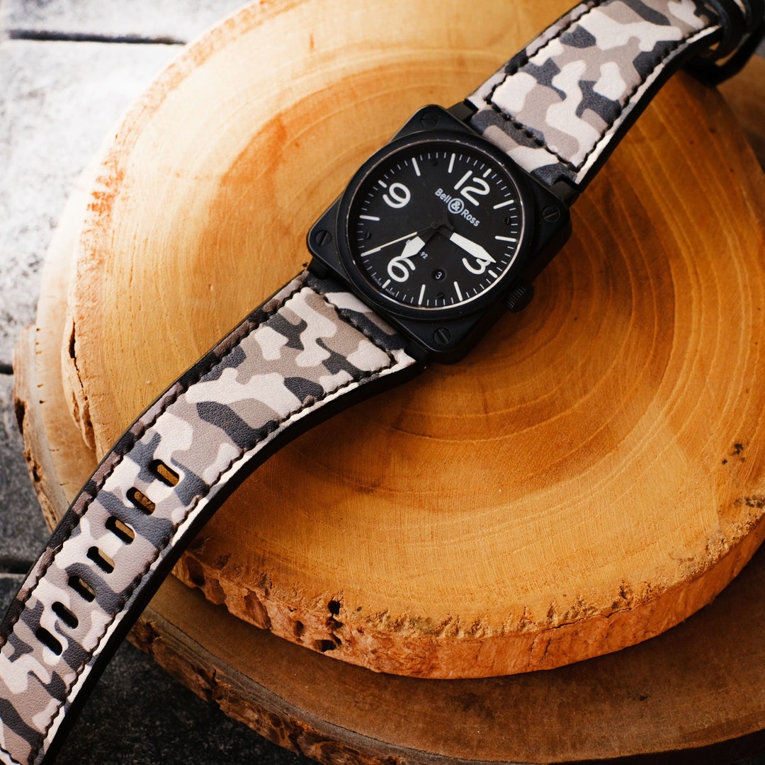 Bell and Ross White Camo Straps Handmade Leather Straps for BR 01 BR 03 ...