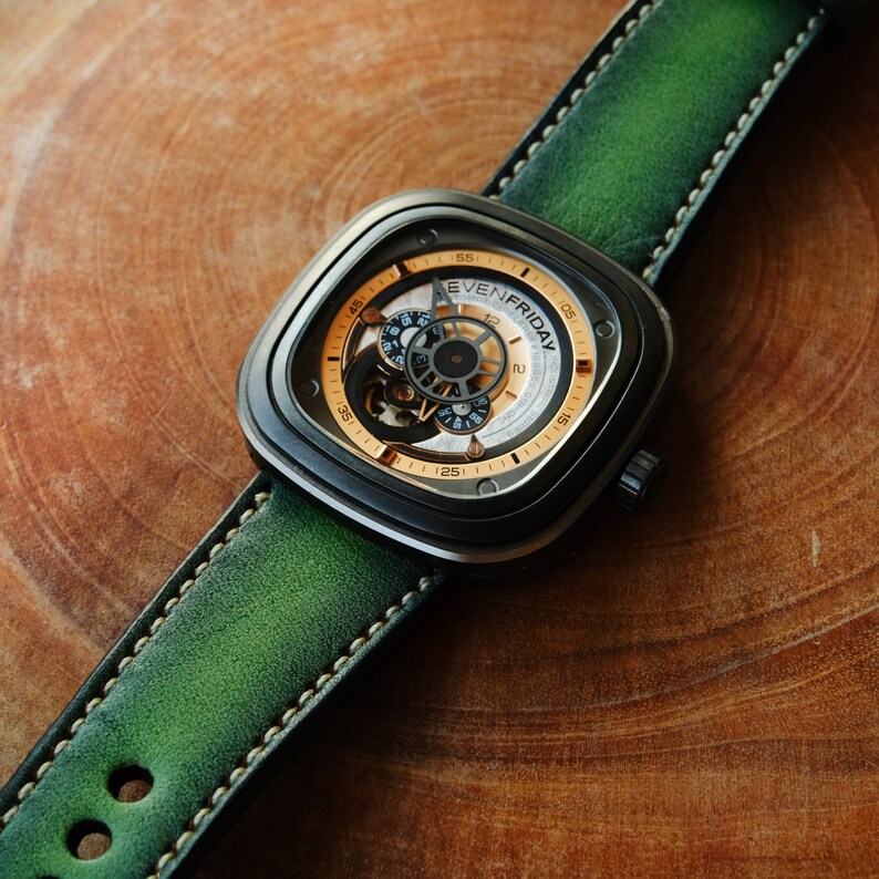 Sevenfriday Watch Green Leather Straps 26mm 28mm Handmade | Etsy