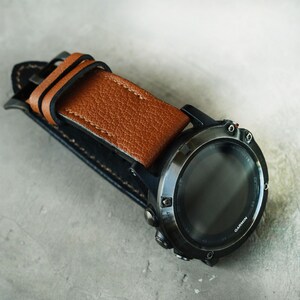 Garmin Quick Fit Strap, Brown Chevre Leather Material, Handmade, Fenix ...