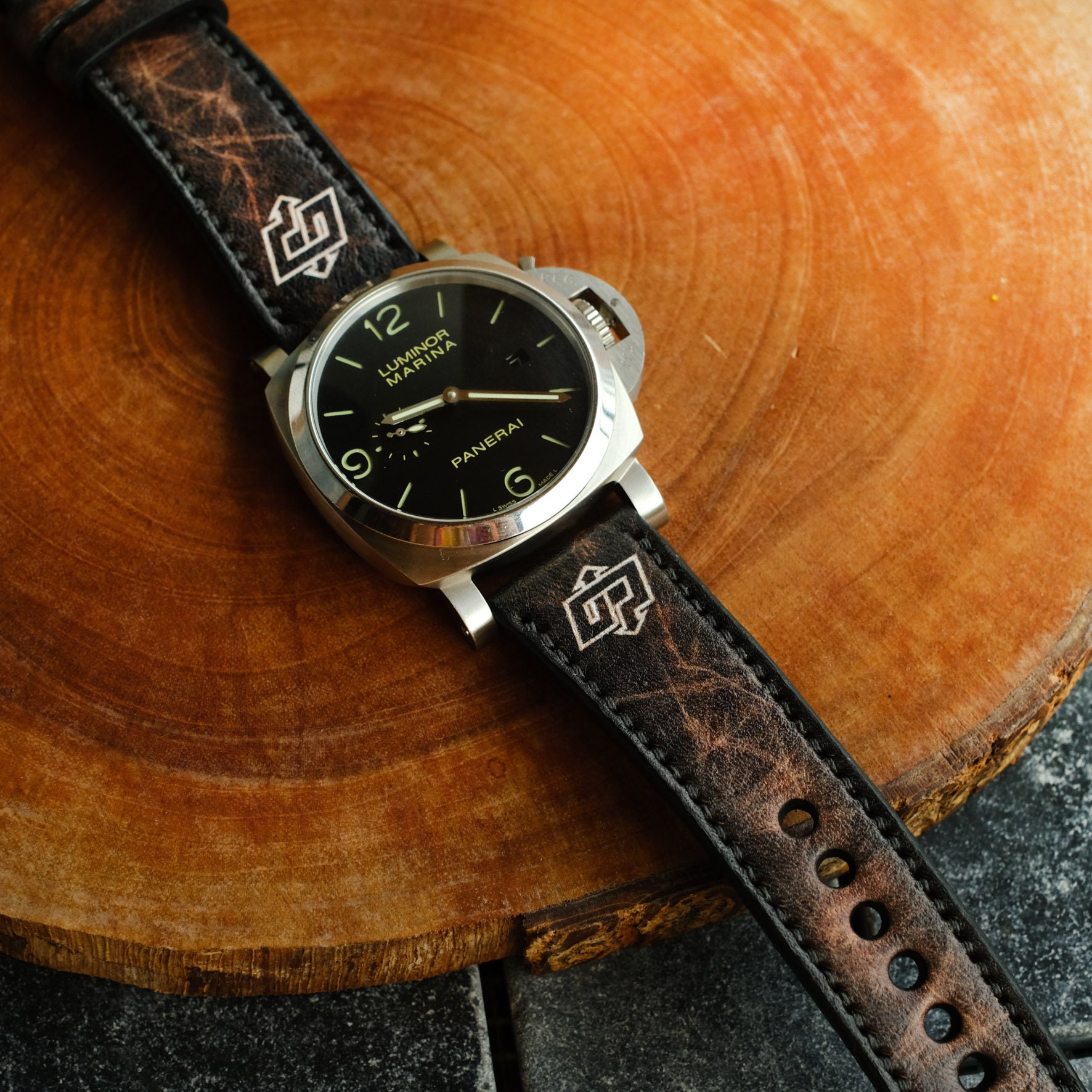 Handgefertigte Panerai Uhrenarmband aus Leder, Luminor Marina Radiomir ...